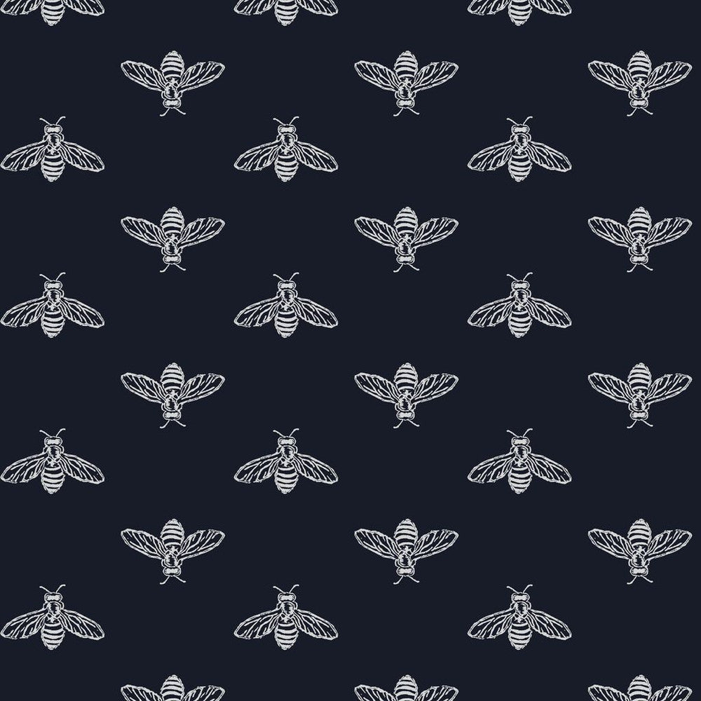 118546 Block Print Bee French Navy Wallpaper by Joules | Wallpaper Sales