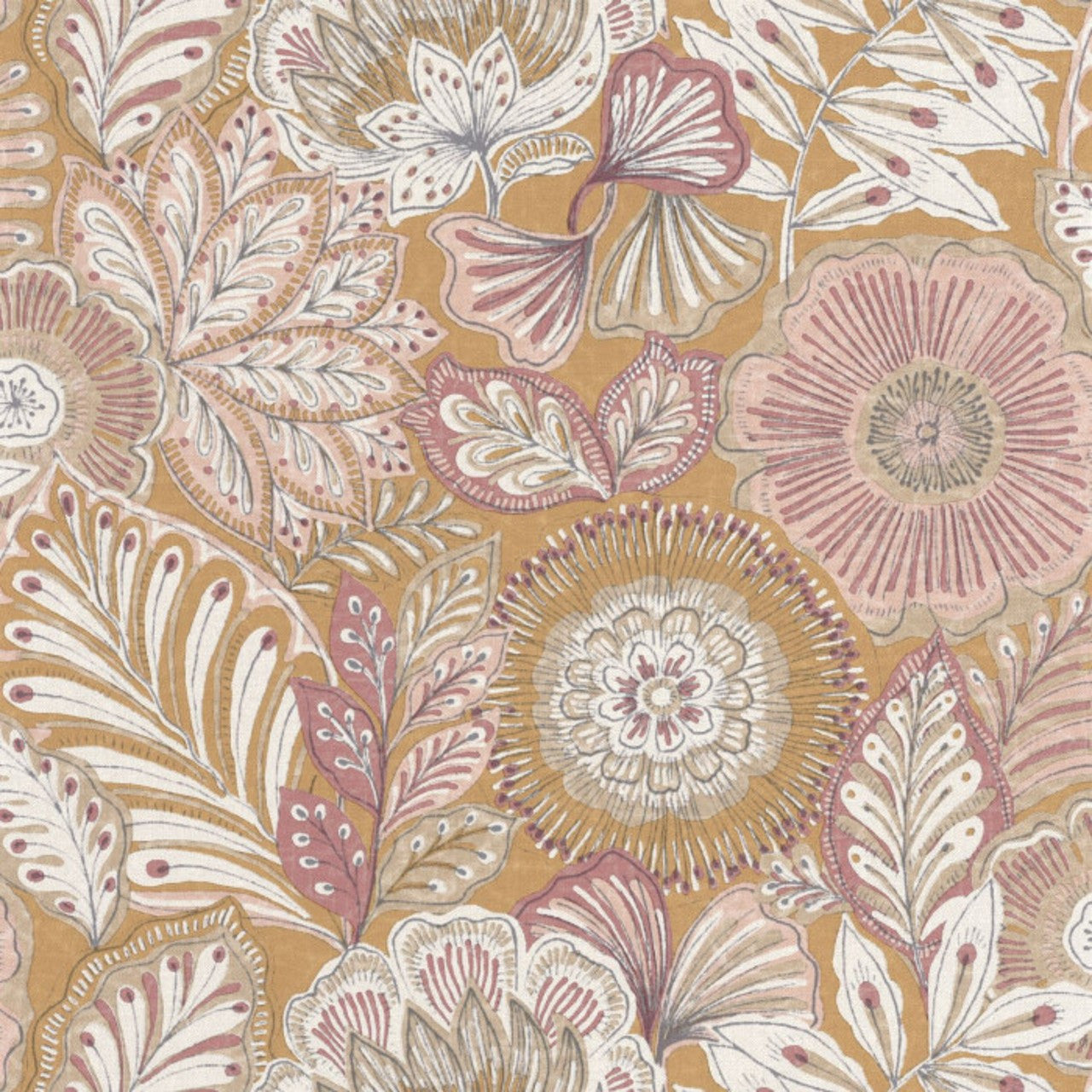 BALI88152415 Batik Bali Jaune Safran Wallpaper by Casadeco | Wallpaper ...
